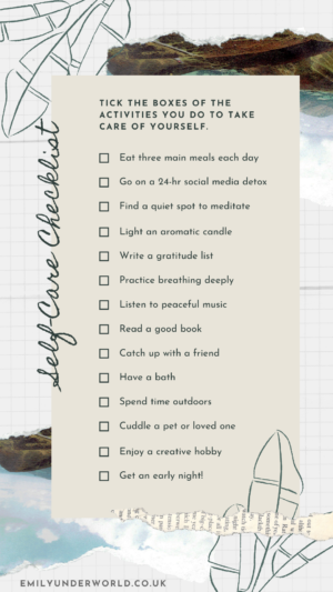 Free Printable Self Care Checklist - Emily Underworld