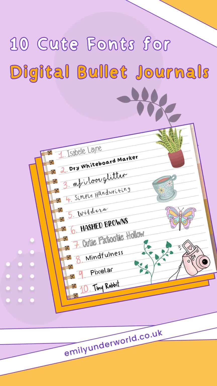 10 Cute Digital Bullet Journal Fonts | GoodNotes Fonts