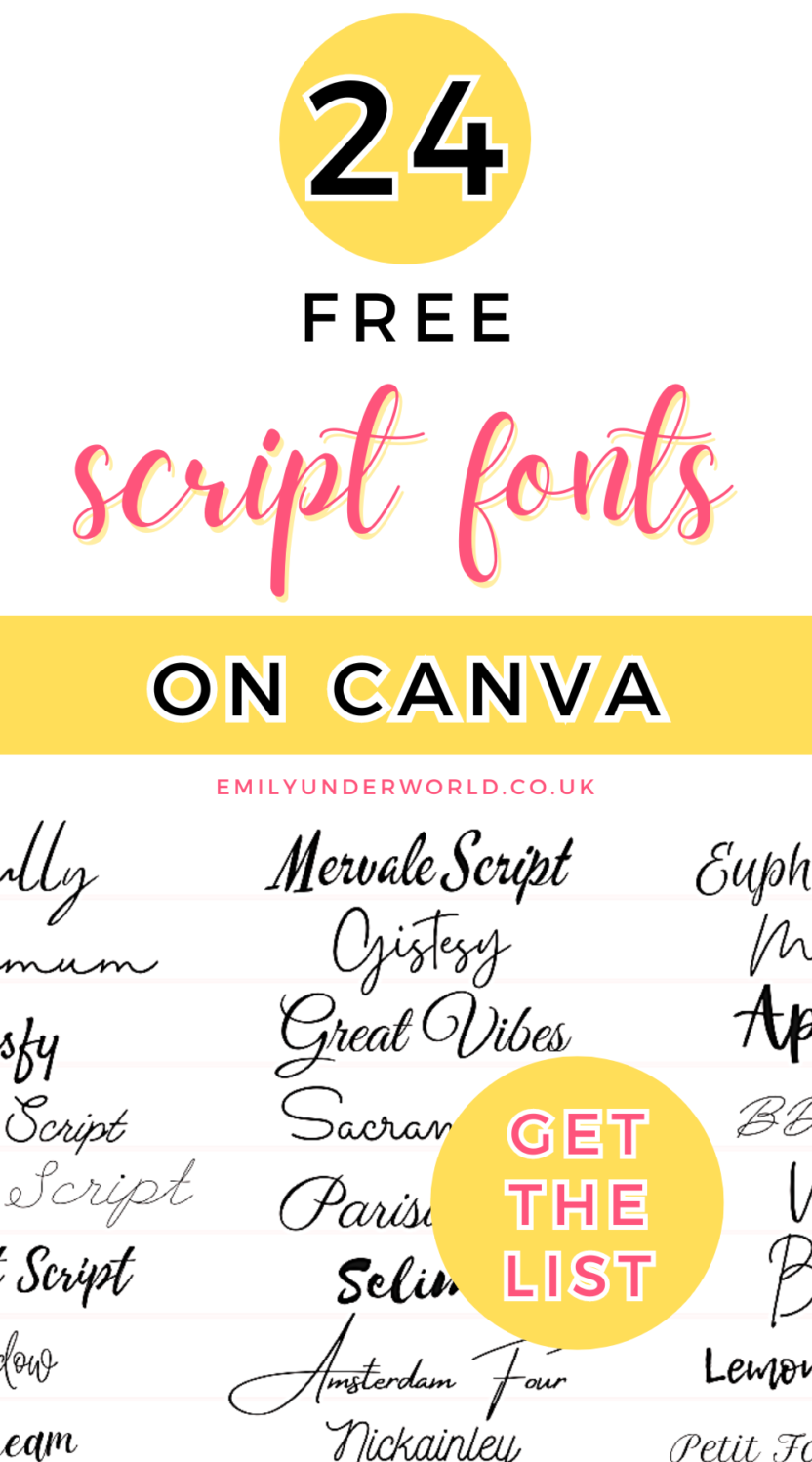 24 Beautiful Free Script Fonts On Canva - Emily Underworld